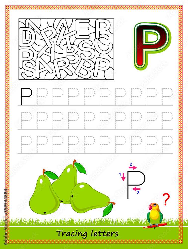 Worksheet for tracing letters. Find and paint all letters P. Kids ...