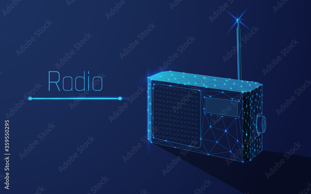 Retro Old radio. Realistic 3d illustration of radio receiver. Vector ...