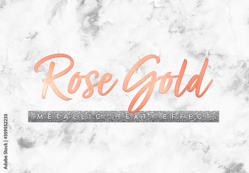 Metallic Rose Gold Text Effect Mockup Stock Template | Adobe Stock