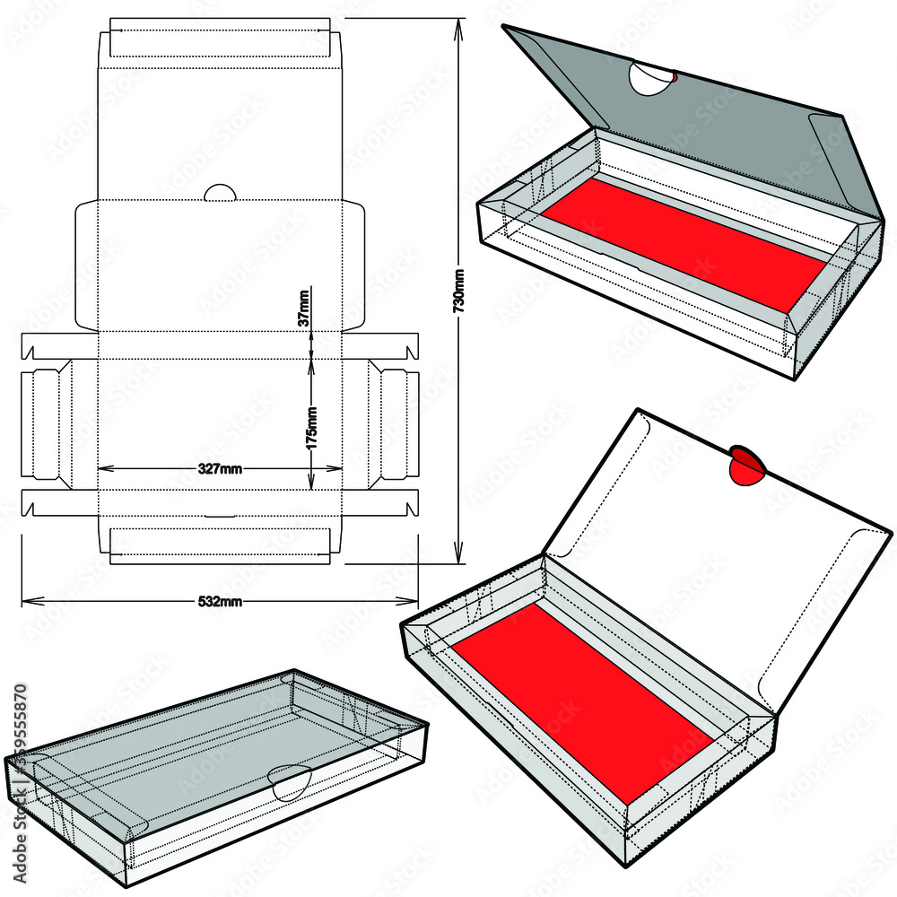 Self Assembly Box and Die-cut Pattern. The .eps file is full scale and ...