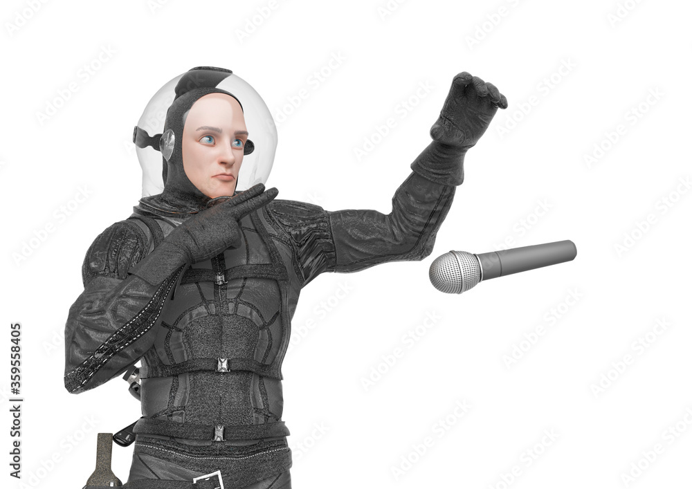 retro space astronaut is doing a mic drop meme pose Stock Illustration ...
