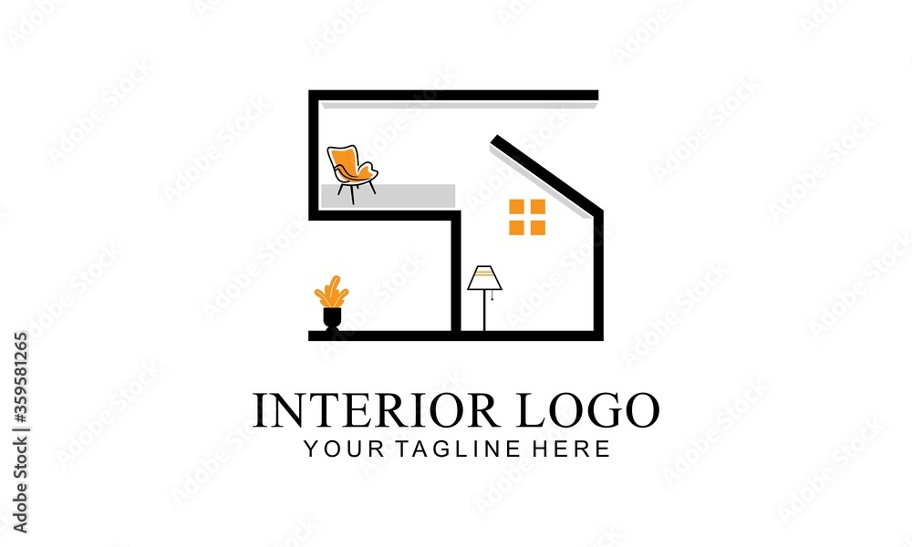 Interior room, gallery furniture logo design Stock Vector | Adobe Stock