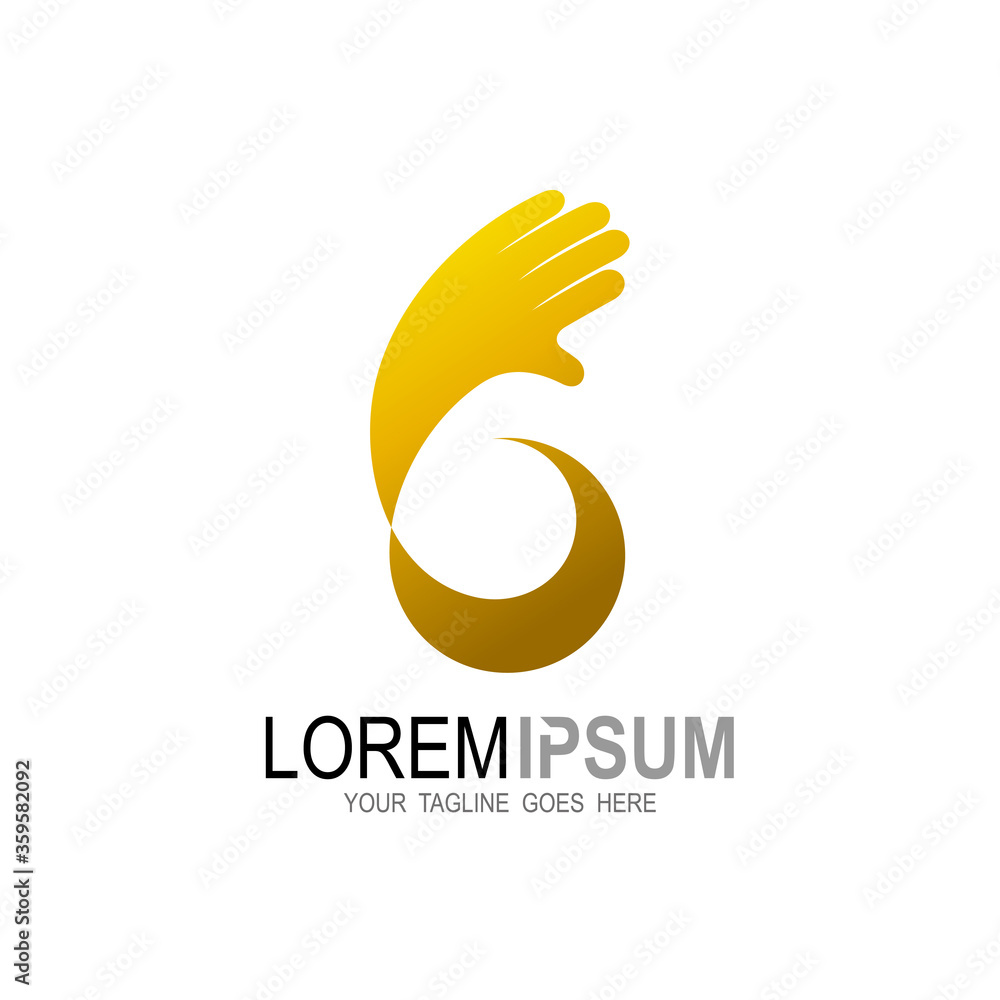 Hand logo with letter B design template, Hand care icons Stock Vector ...