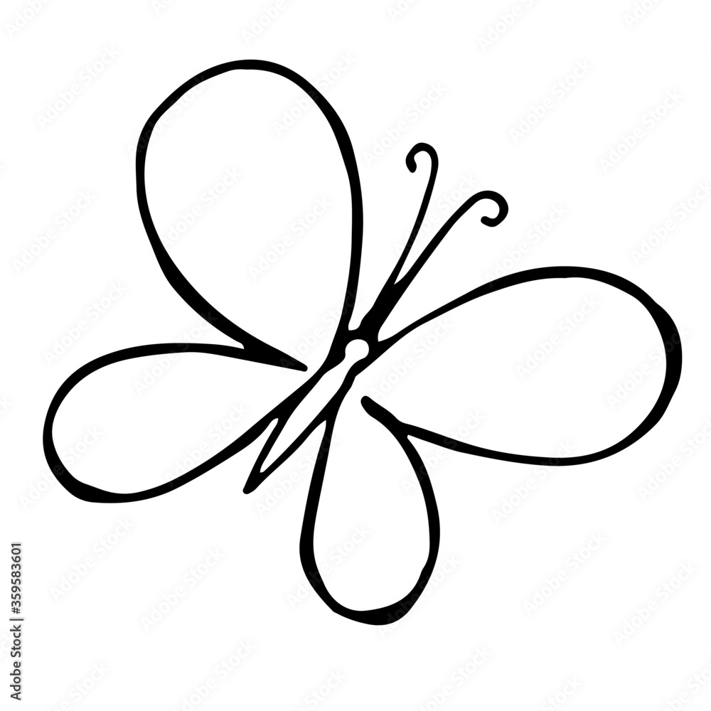 doodle style butterfly Stock Vector | Adobe Stock