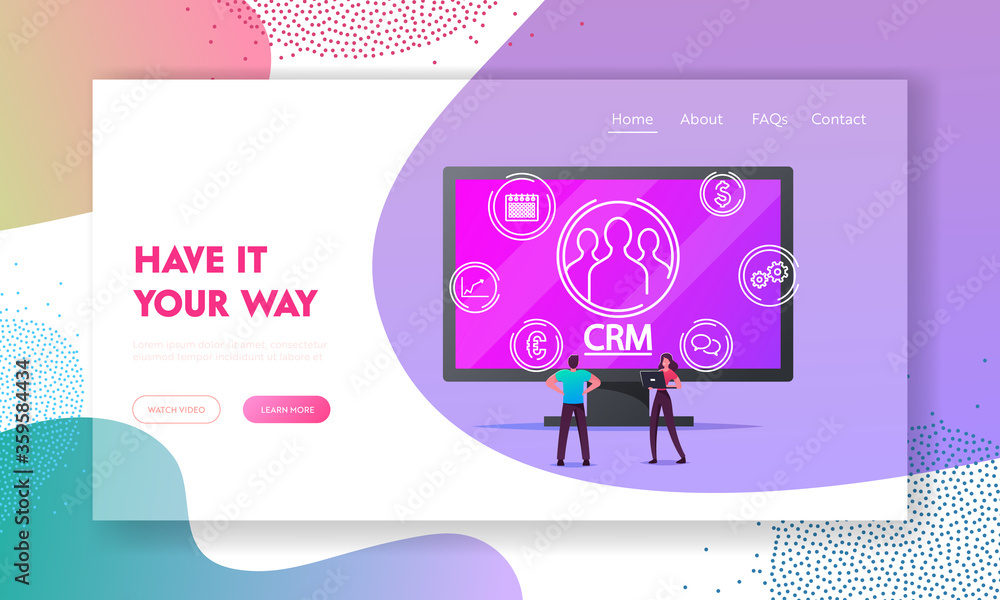 Vetor de Crm System, Customer Relationship Management Landing Page ... Vetor de Crm System, Customer Relationship Management Landing Page ...