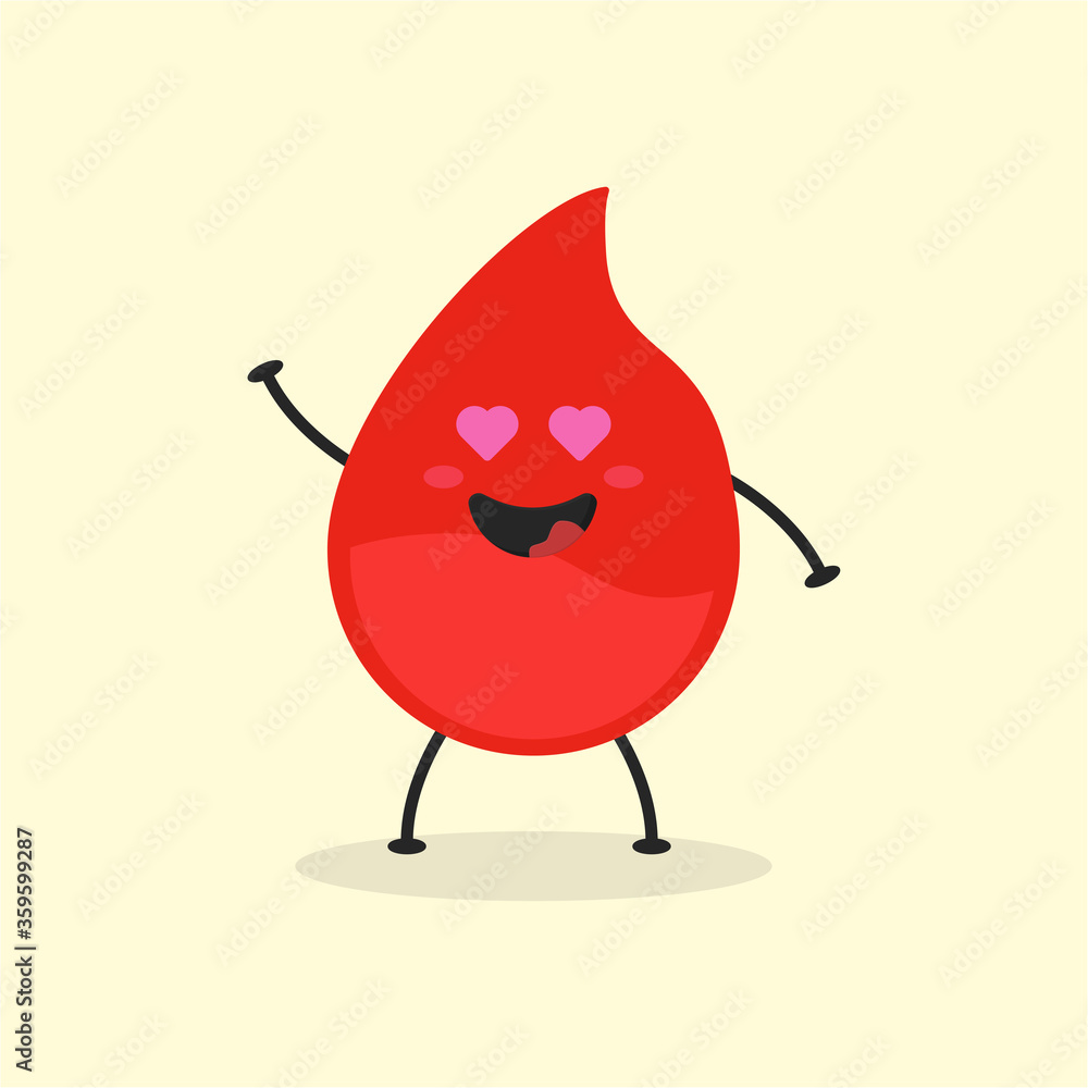 Cute Flat Cartoon Blood Drop Illustration. Vector illustration of cute ...