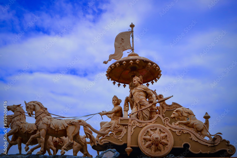 a statue symbolizing the old religious story from Mahabharat Stock ...