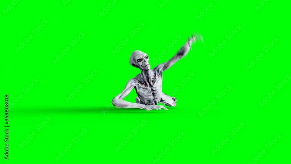 Alien crawling. Realistic motion and skin shaders. 4K green screen ...