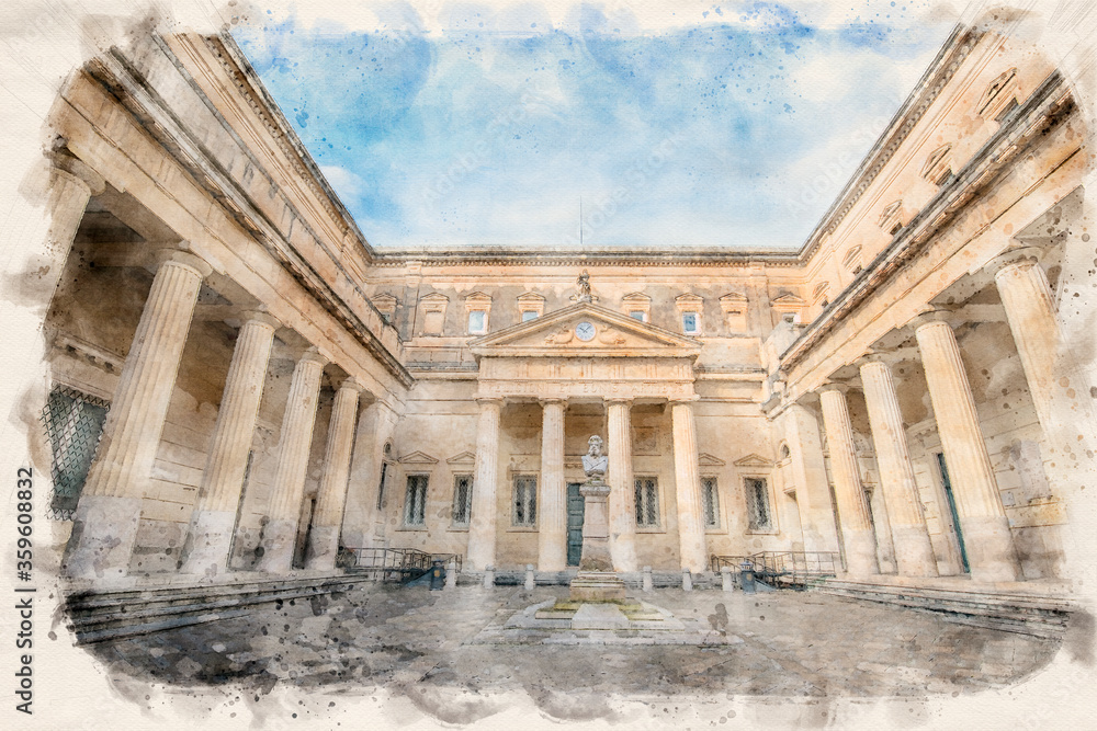 Lecce, Puglia, Italy. Public library and Principal facade of Convitto ...