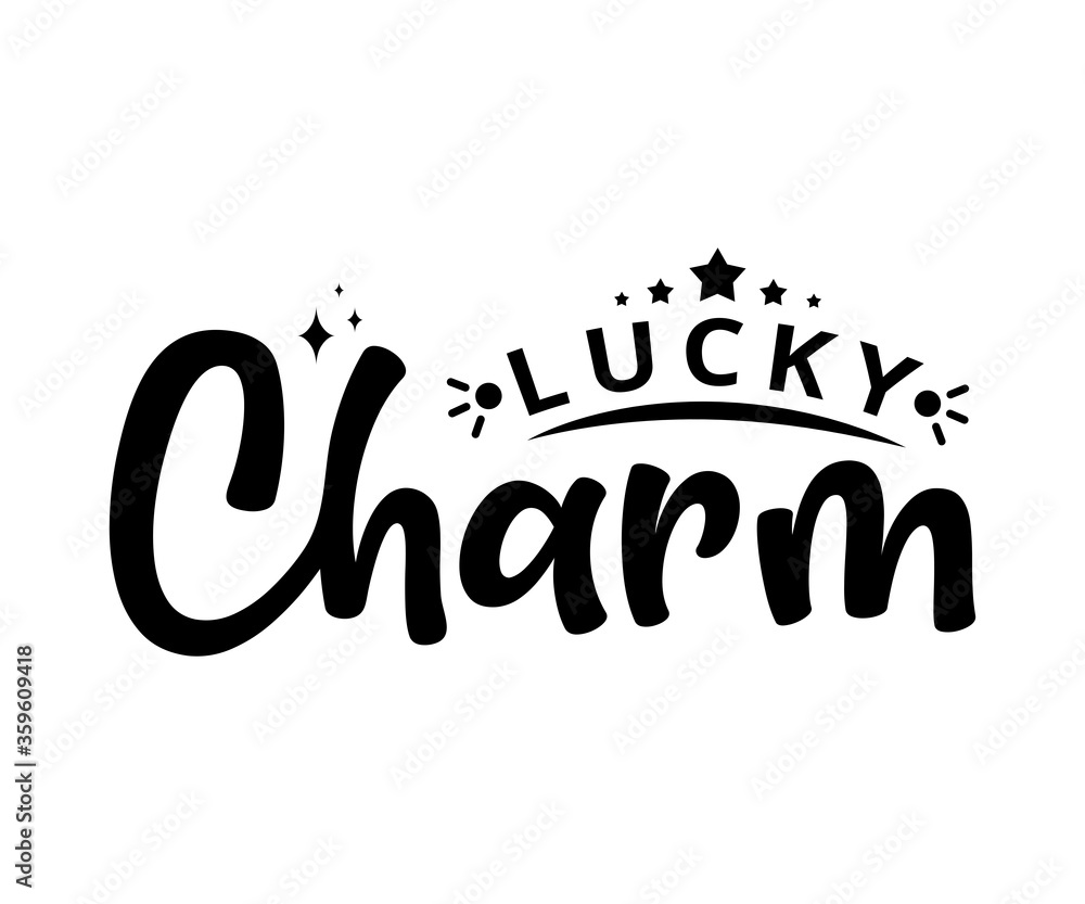 Lucky Charm - St Patrik's Day - text word Hand drawn Lettering card ...