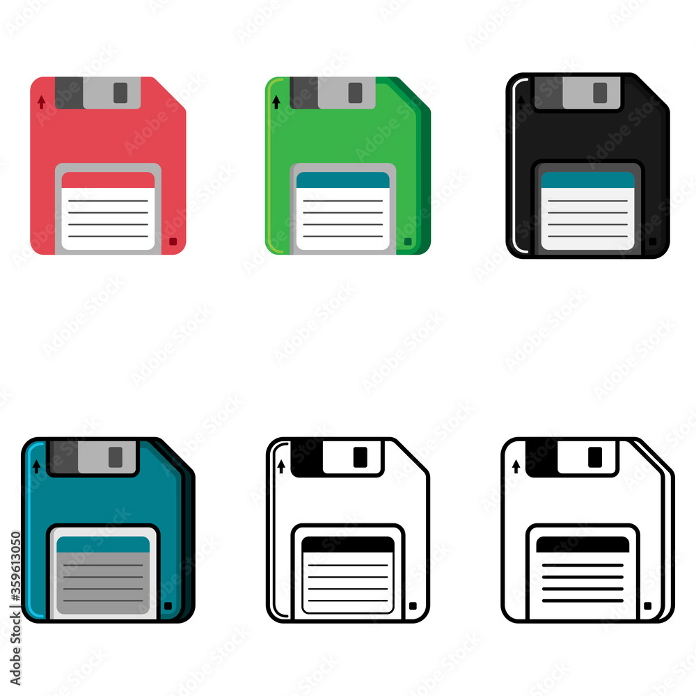 vector illustration memory disk set icon flat design Stock Vector ...