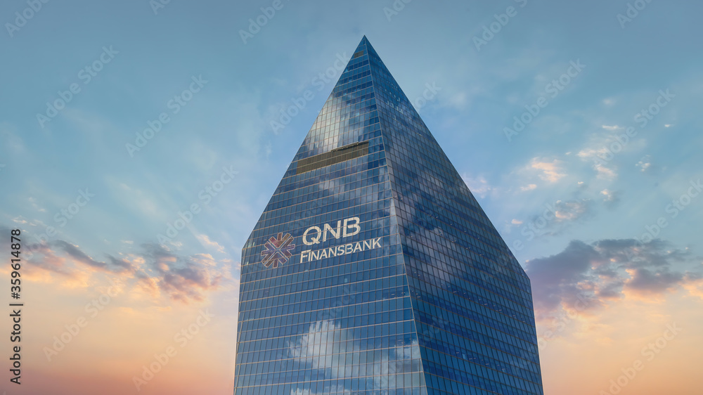 Top floors of QNB Finansbank headquarters tower in Levent, istanbul ...