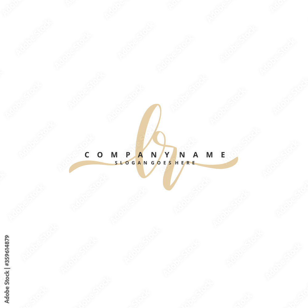 L R LR Initial handwriting and signature logo design with circle ...