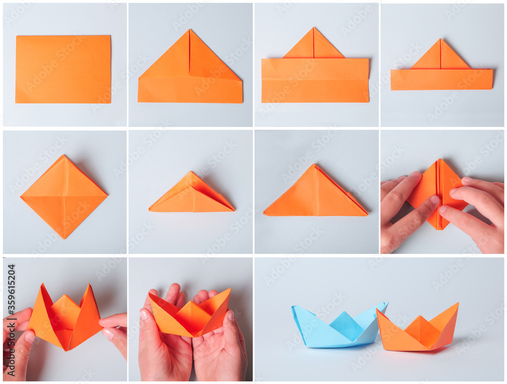 Instructions On How To Make A Paper Boat Step By Step Origami Diy Paper 