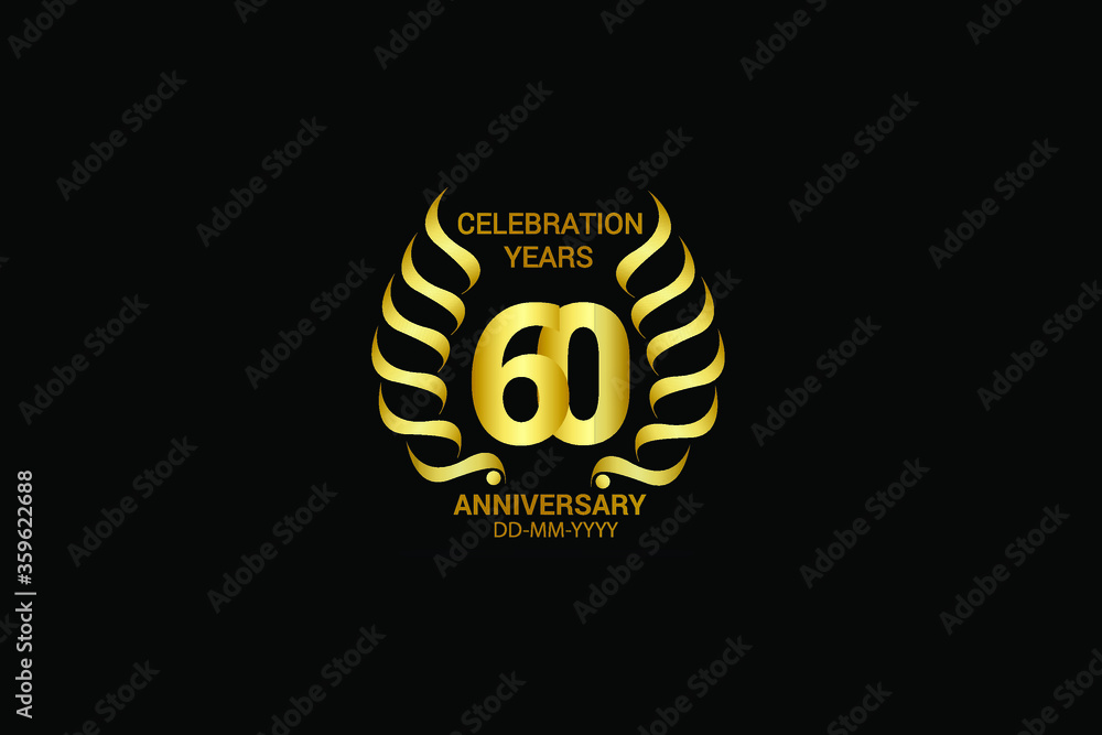 60 year minimalist logo years, jubilee, greeting card. Birthday ...