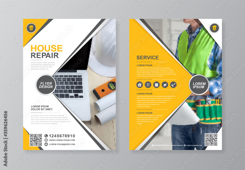 Construction tools cover and back page a4 flyer design template for ...