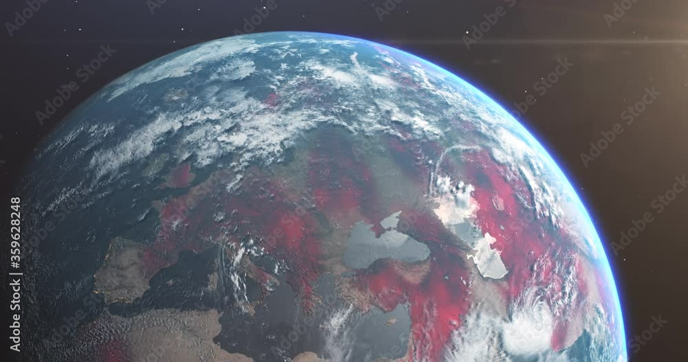 Coronavirus Covid-19 pathogen spread animation. 3D animated spread of deadly Sars-CoV-2 virus ...