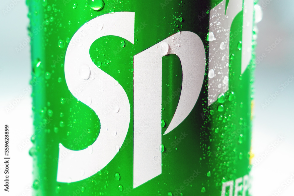 Tyumen, Russia-may 20, 2020: Close up a Sprite soda drink cans. Sprite ...