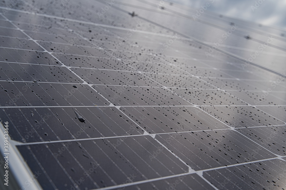 Beautiful view of the solar cells. Green energy of the sun at the ...