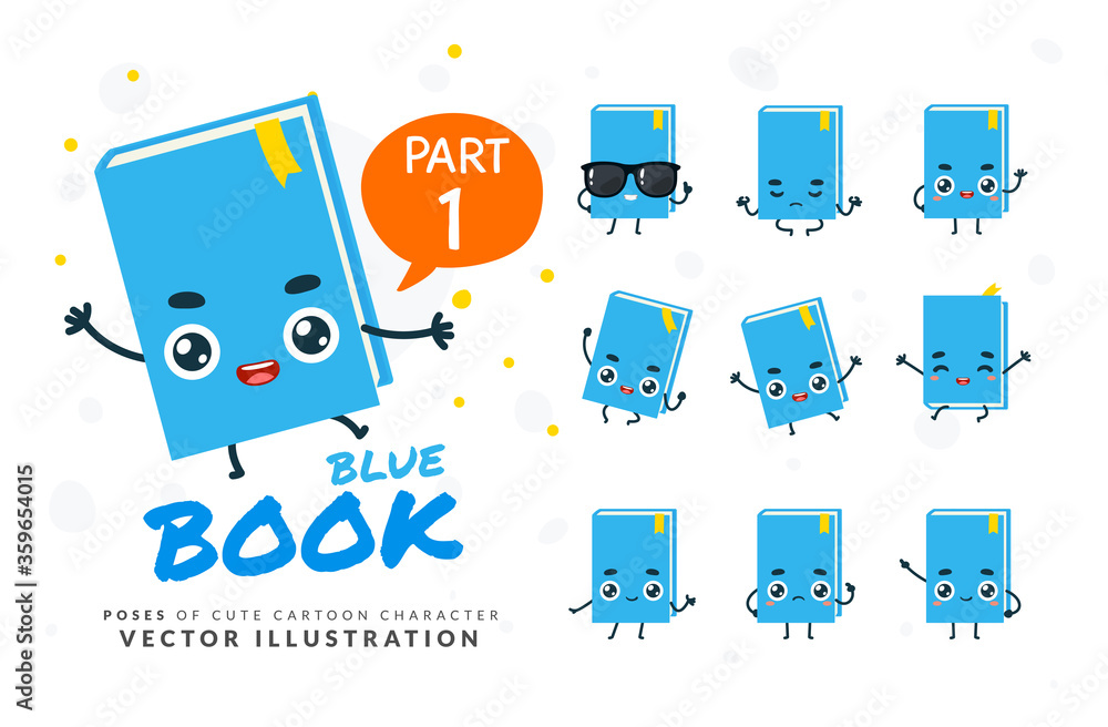 Vector set of cartoon images of Blue Book. Part 1 Stock Vector | Adobe ...