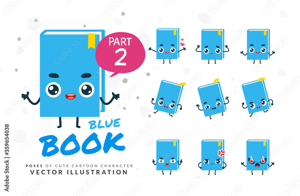 Vector set of cartoon images of Blue Book. Part 2 Stock Vector | Adobe ...