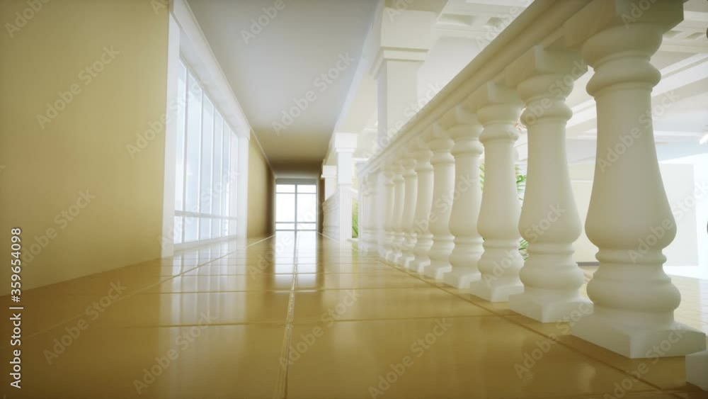 Luxury large white marble staircase. Realistic 4k animation. Stock ビデオ ...