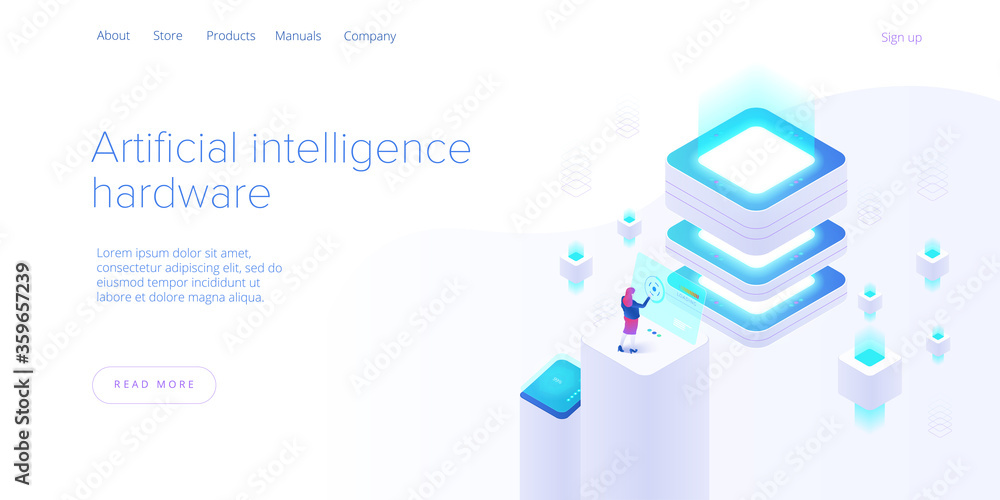 Hosting server isometric vector illustration. Abstract 3d datacenter or ...