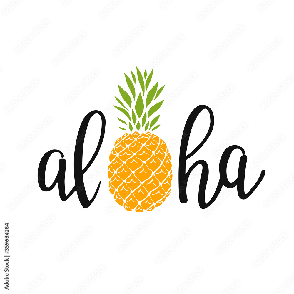 Aloha - hand written lettering. Text isolated on white background with ...