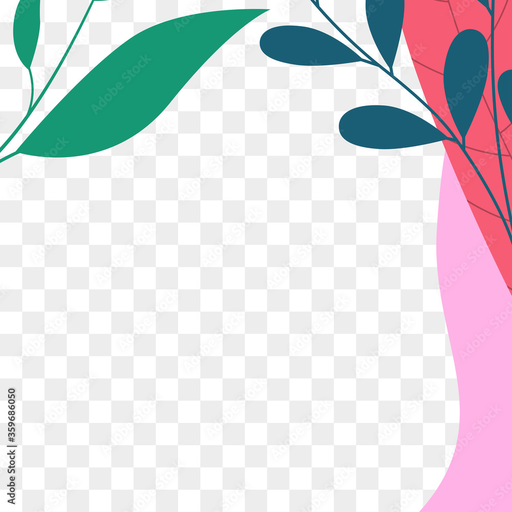 Social media post frame background with leaves or plants. Floral ...
