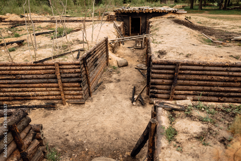 trenches used in World War II on occupied battle lines, consisting ...