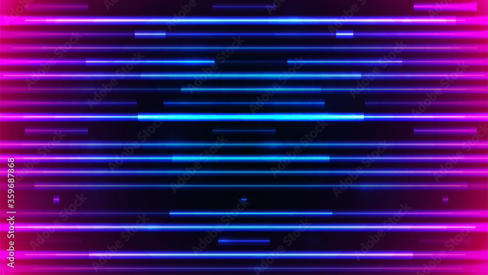 Cyberpunk abstract background. Blue neon line pattern. Bright pink glow ...