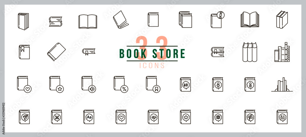 Books - set of icons for web design bookstore. Book genres, bookmarks ...
