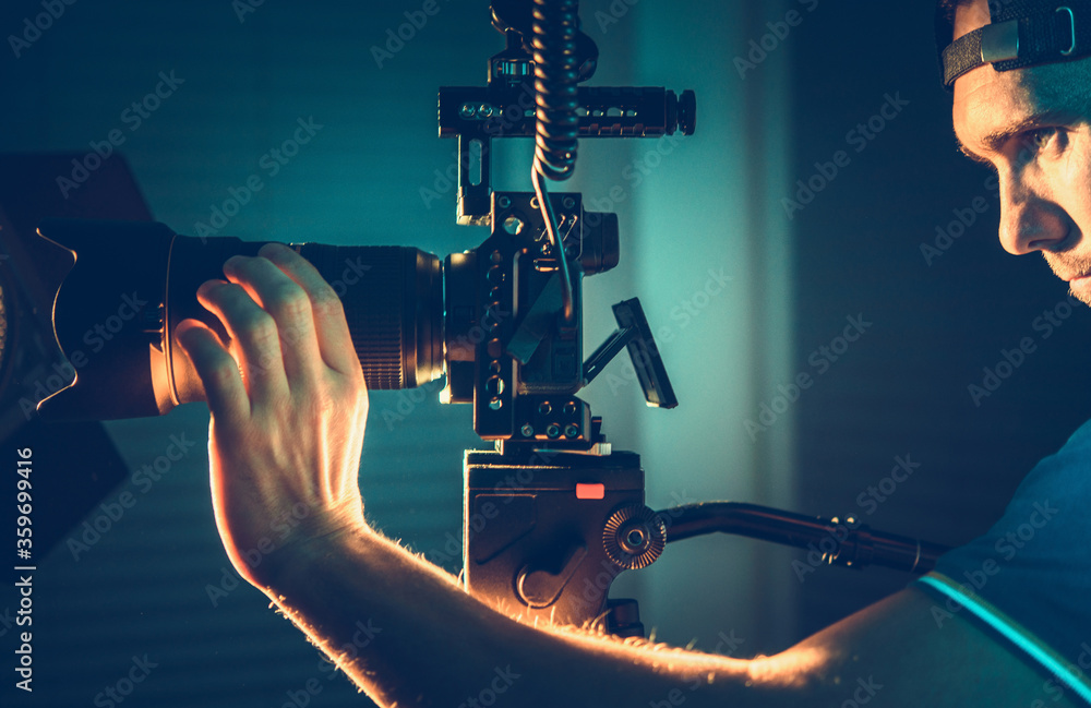 Professional Camera Operator with Pro Digital Equipment Taking Video ...