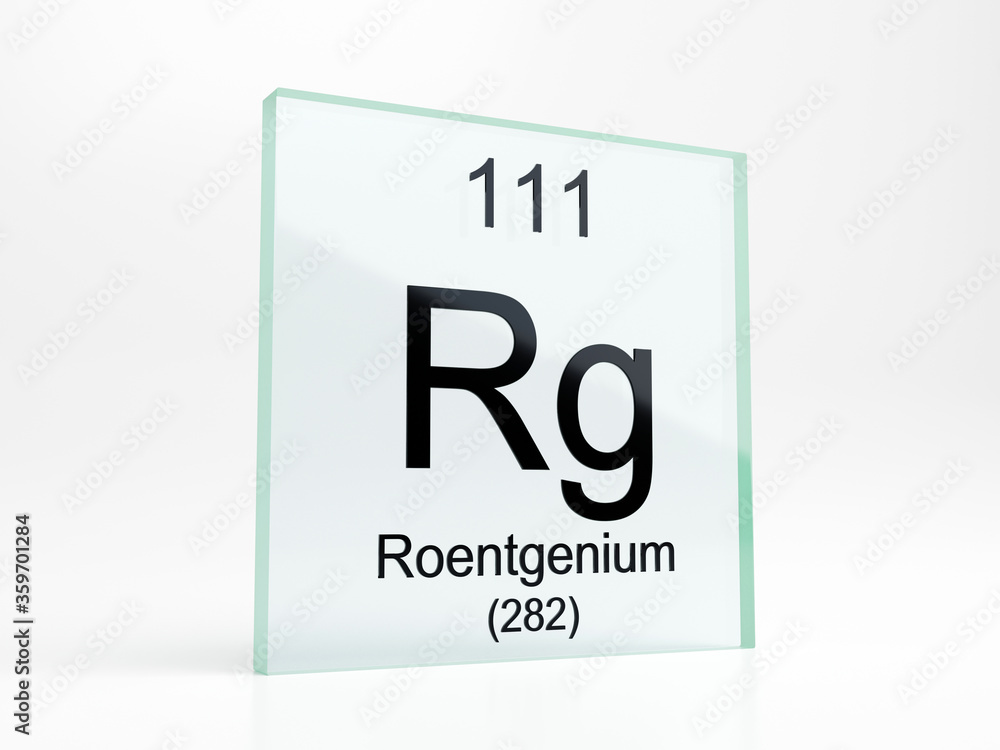Roentgenium element symbol from periodic table on glass icon ...