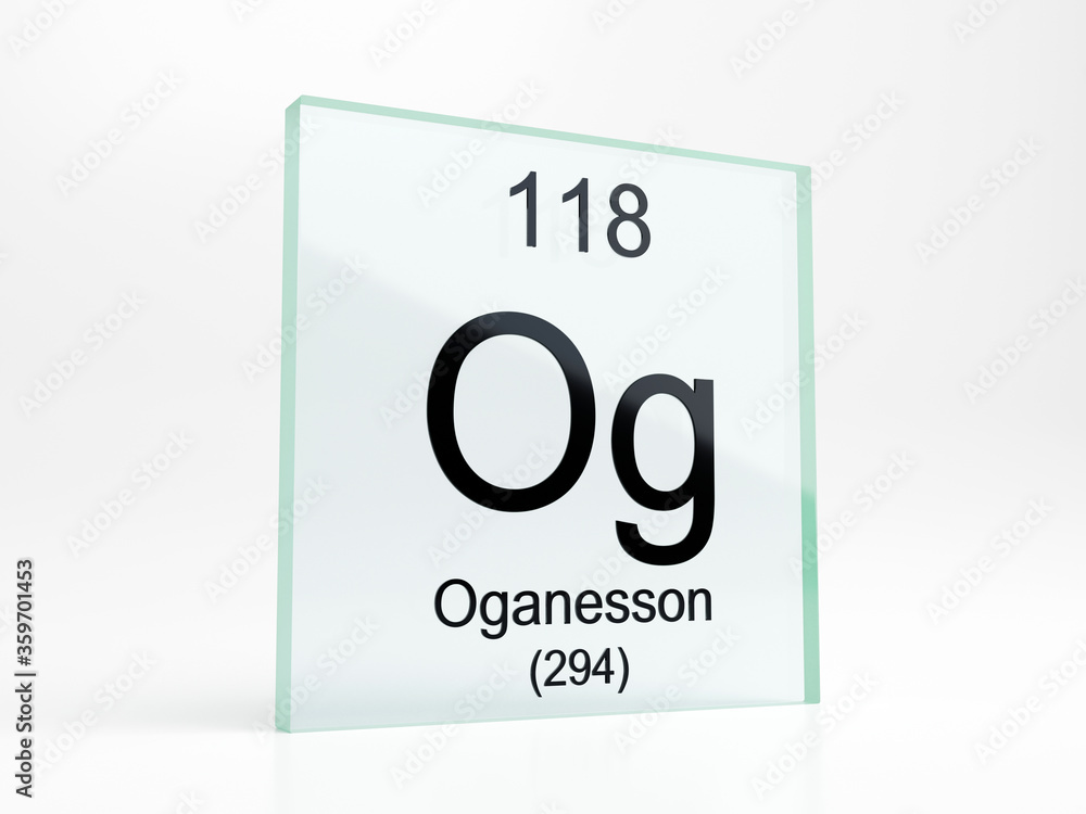 Oganesson element symbol from periodic table on glass icon - realistic ...