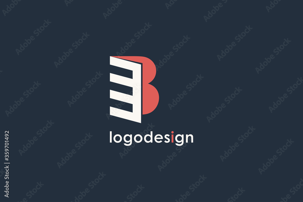 Abstract Initial Letter E and B Linked Logo. Negative Space E Letter ...