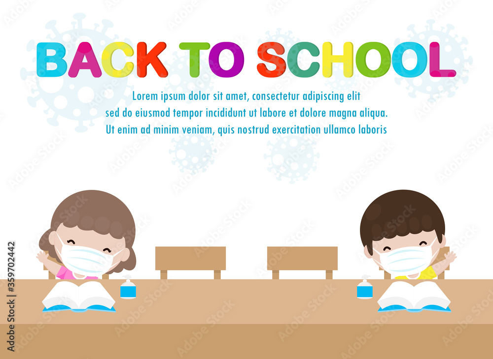 Back to school for new normal lifestyle social distancing in class room ...