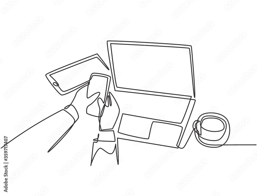 Single continuous line drawing of hand gestures holding and touching ...