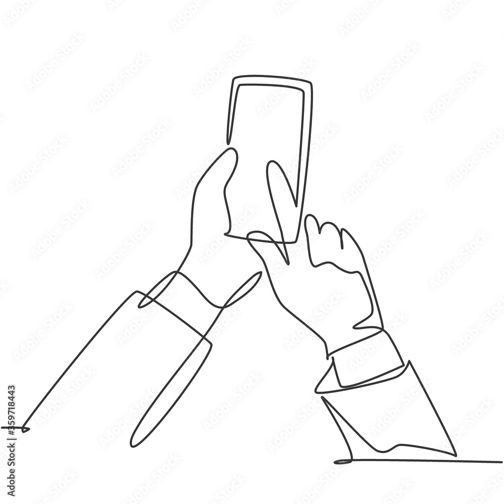 One continuous line drawing of gesture hands holding and touch the ...