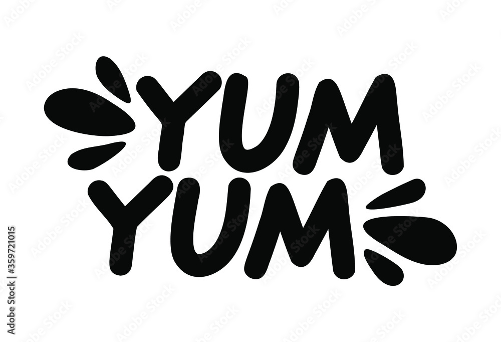 Yum Yum text. Only one single word. Printable graphic tee. Design ...