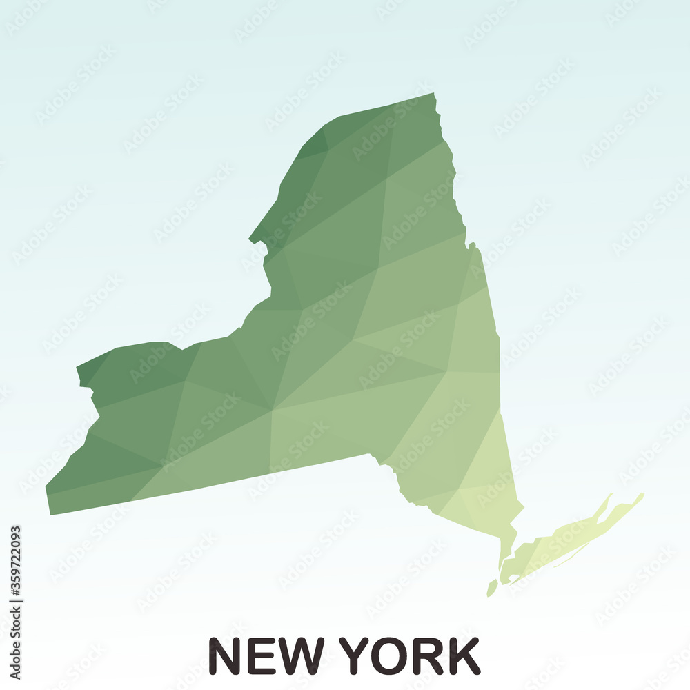 New York States Map, Polygonal Geometric,Green Low Poly Styles, Vector ...