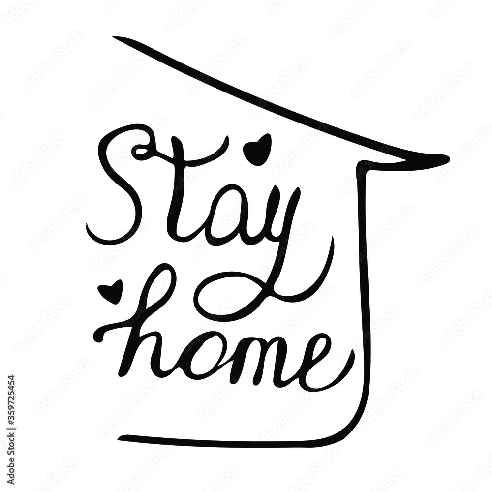 Stay home poster design . Cute Lettering typography design for self ...