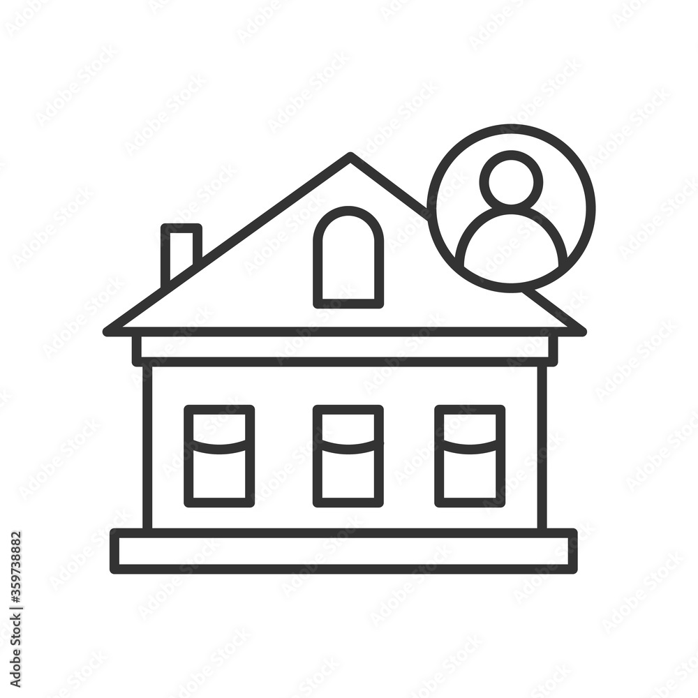 House icon. Private home with resident linear pictogram. Concept of ...