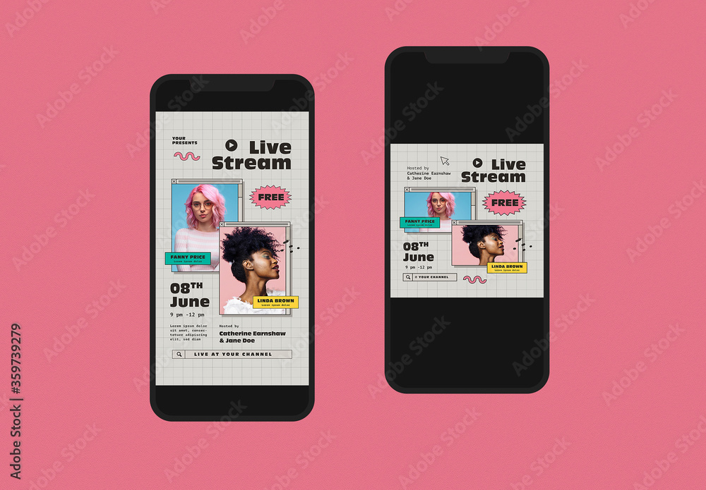 Live Stream Social Media Post Layouts Stock Template | Adobe Stock