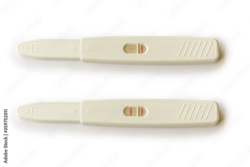 Poster Positive and negative pregnancy tests with two lines Isolated on ...