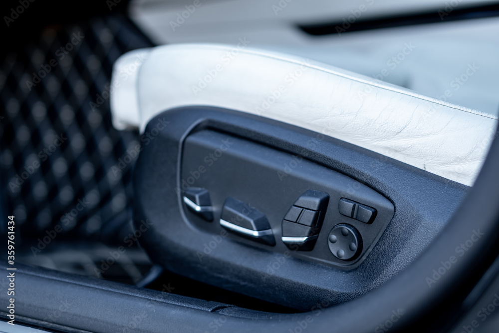 Car inside Seats Adjustment Memory Closeup Photo. Modern Transportation ...