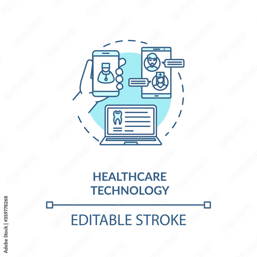 Healthcare technology turquoise concept icon. Remote communication ...