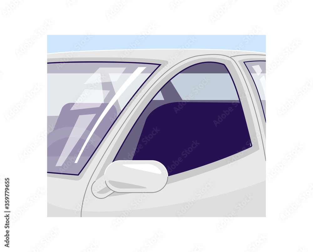 Empty car semi flat vector illustration. Automobile salon 2D cartoon ...