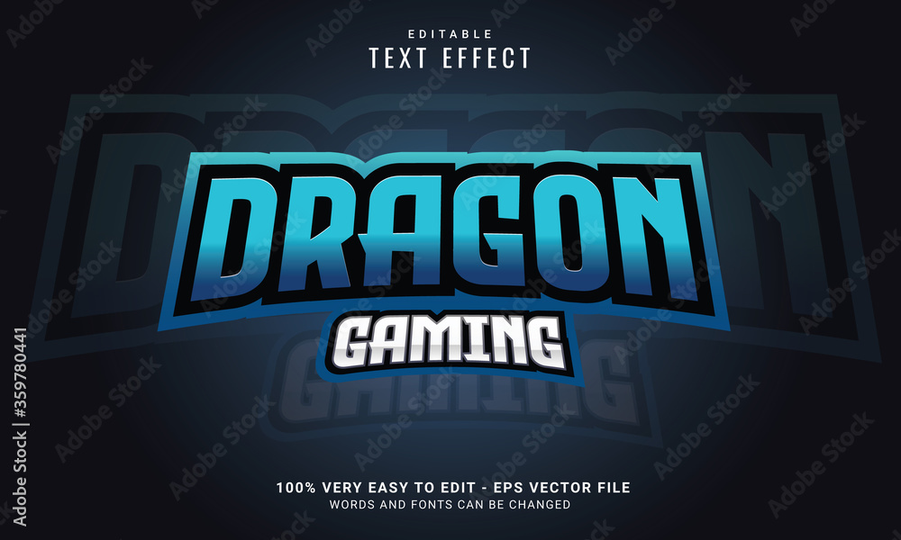 Editable Gaming Text Effect, Words & Fonts Can Be Changed Stock Vector ...