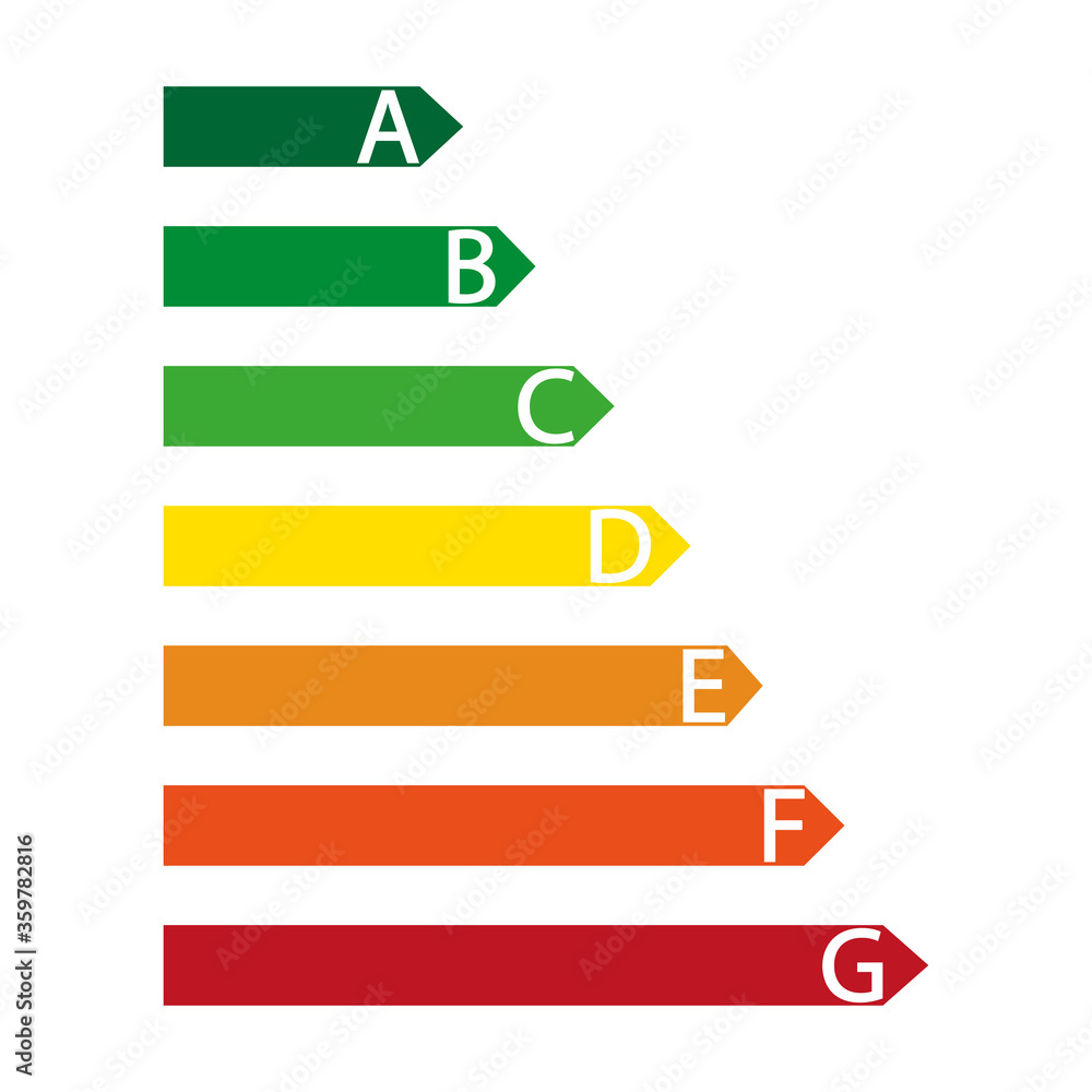Energy rating labels,vector icon. Arrow icon symbol. Vector chart ...